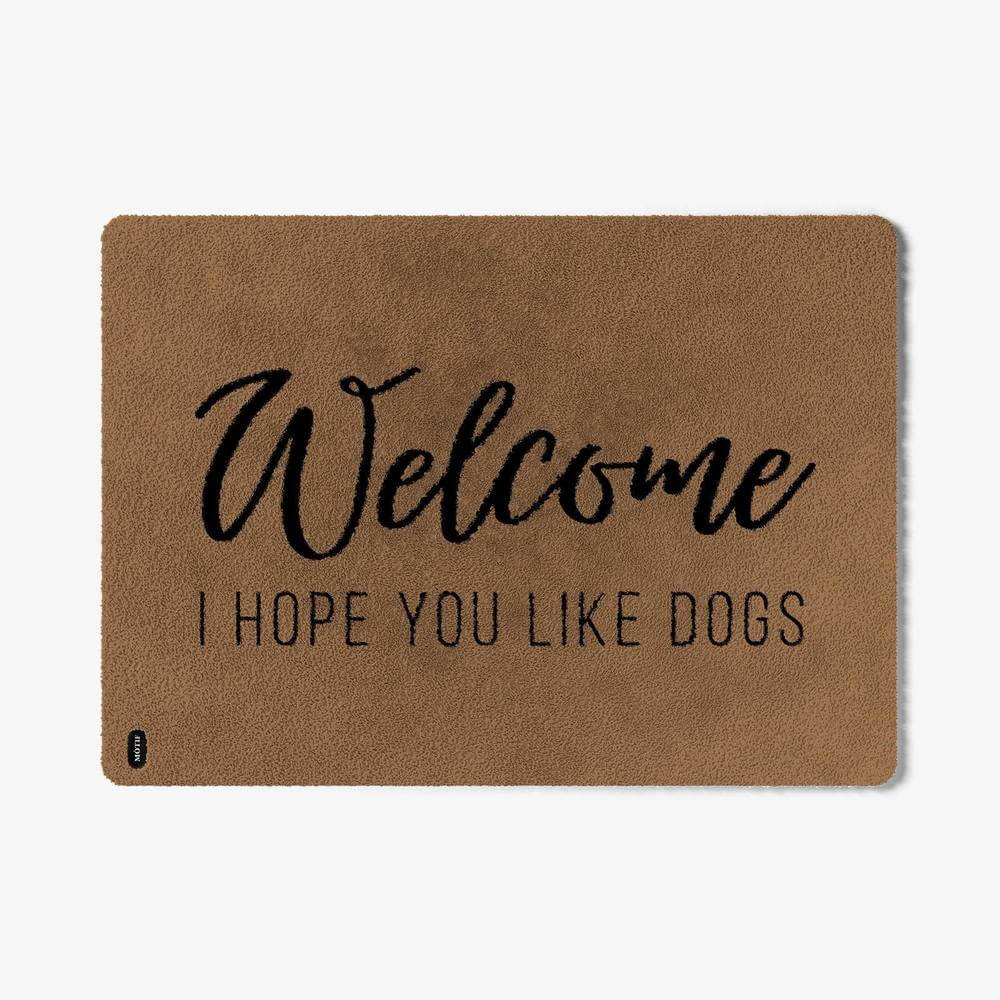 Matterly I hope you like dogs - Lichtbruine wasbare deurmat met leuke tekst